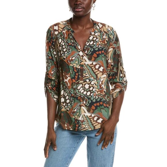 ANNA KAY | Tops | Anna Kay Womens Le Paris Fleur Blouse Green | Poshmark